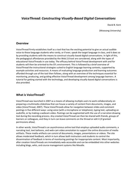 Pdf Voicethread Constructing Visually Based Digital Conversations