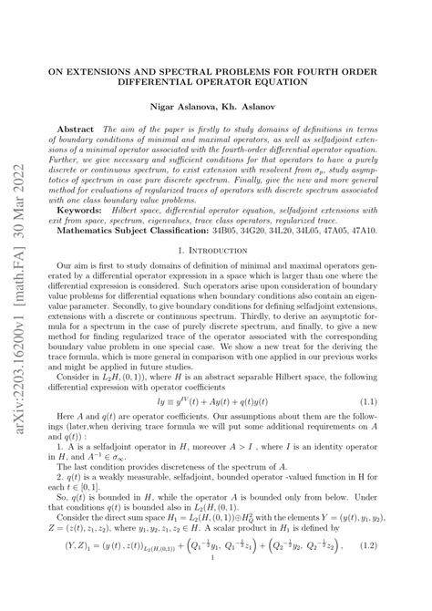 Pdf On Extensions And Spectral Problems For Fourth Order Differential