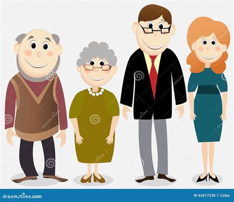 Lycklig Familj För Tecknad Film Vektor Illustrationer Illustration Av