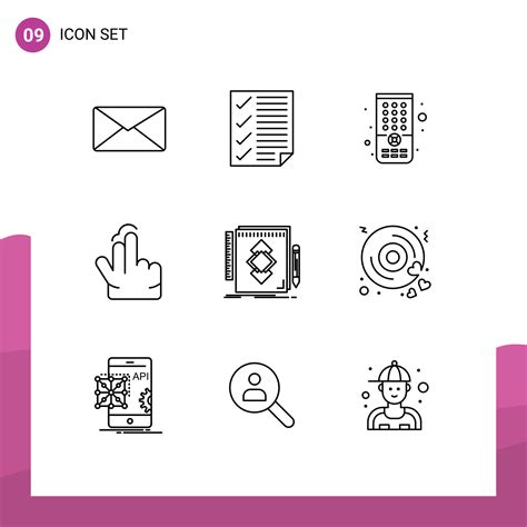 Pack Of 9 Creative Outlines Of Tool Touch Report Hand Double Editable Vector Design Elements