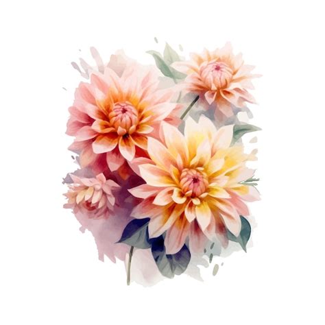 Premium Vector Dahlia Watercolor Flower Bouquet Clipart