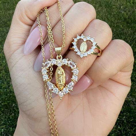 Our Lady Of Guadalupe Gold Necklace Gold Plated Virgen De Guadalupe