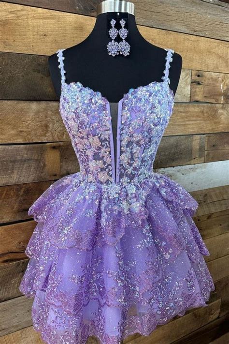 Dusty Purple Short Prom Dresses For Teens 16 18 Lace Appliques Illusion