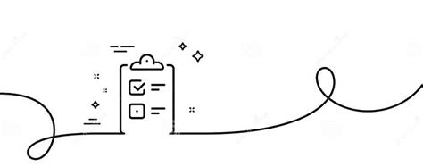 checklist line icon clipboard document sign continuous line with curl