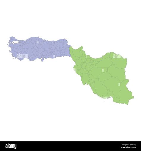 High Quality Political Map Of Turkey And Iran With Borders Of The