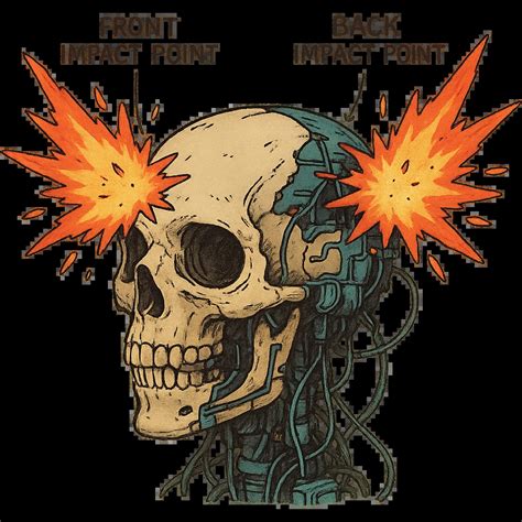 A Skull Exploding Diagram Front And Back Impact Points Cyberpunk