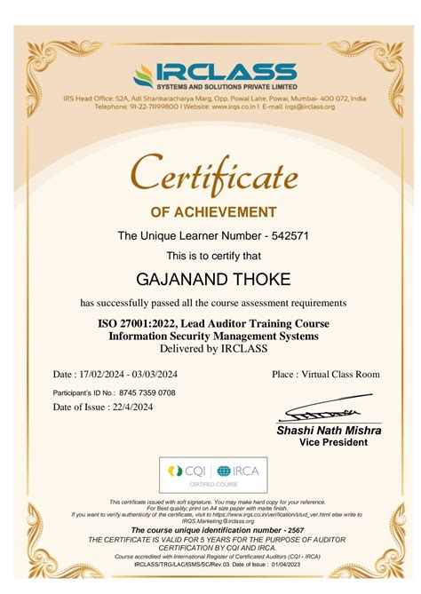 Gajanand Thoke Cpp On Linkedin Iso27001 Leadauditor Infosec 54