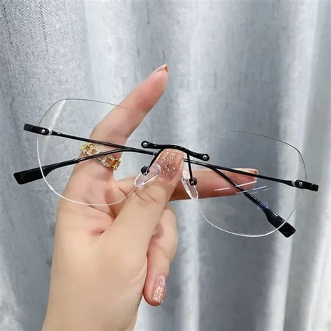 Ultralight Metal Rimless Reading Glasses Women Men Oversized Eyeglasses
