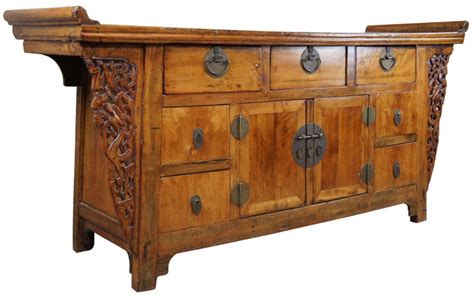 Antique Chinese Ming Style Elm Alter Cabinet Huanghuali Console Table