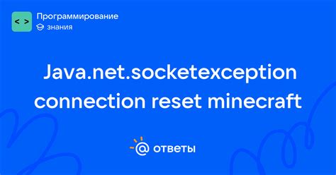 Socketexception Connection Reset Minecraft Ответы Mail