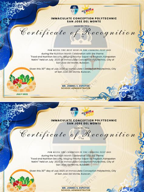 Nutrition Month 2025 Certificates Pdf