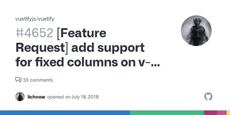 Feature Request Add Support For Fixed Columns On V Data Table · Issue 4652 · Vuetifyjs