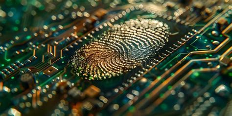 Closeup Of A Fingerprint On A Circuit Board Symbolizing Digital