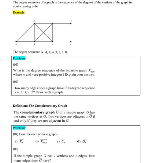 the degree sequence of a graph is the sequence of the degrees of the vert