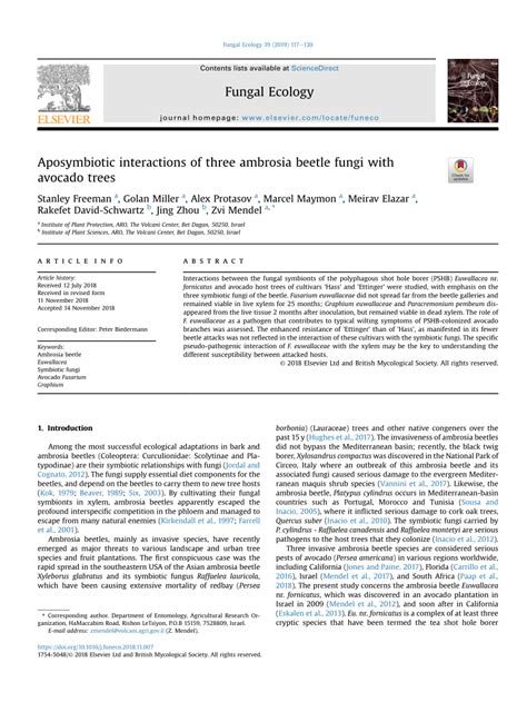 Pdf Aposymbiotic Interactions Of Three Ambrosia Beetle Fungi With