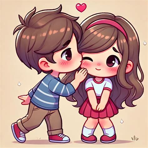 Adorable Chibi Couple In Love Stock Illustration Illustration Of