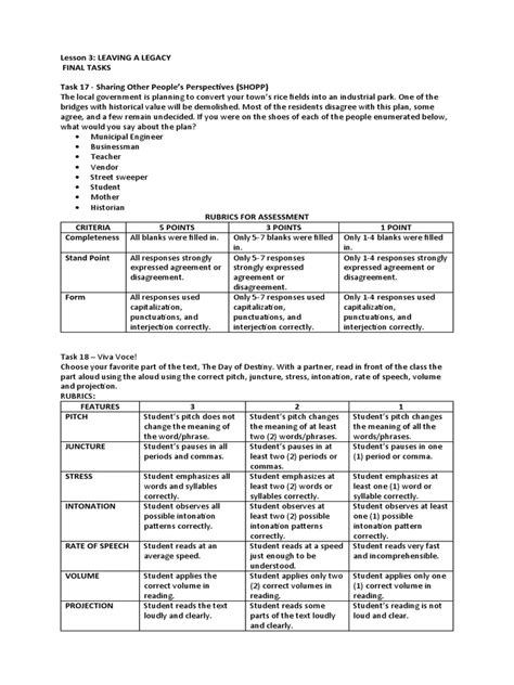 Lesson 3 Rubrics Download Free Pdf Thought Inference