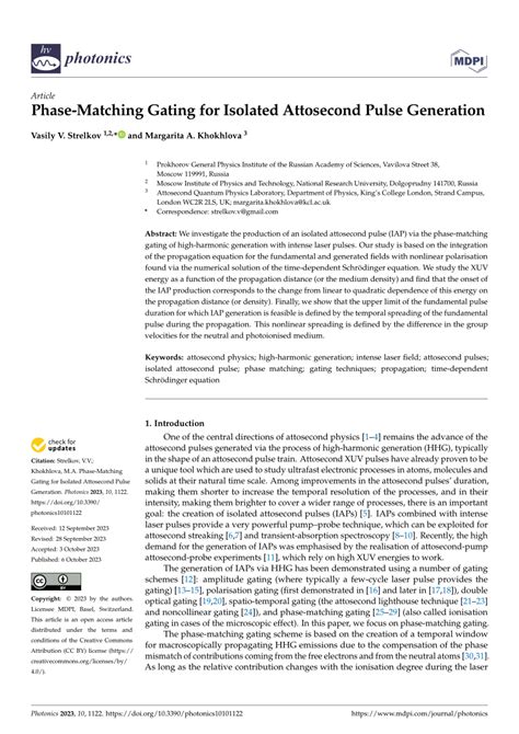 pdf phase matching gating for isolated attosecond pulse generation