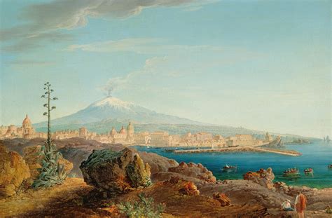 The Bay Of Catania With Mount Etna In The Background Artvee