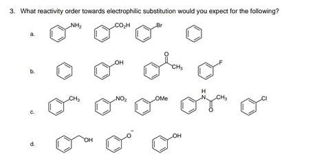 Solved What Reactivity Order Towards Electrophilic