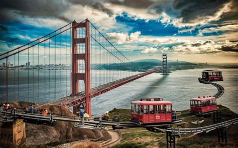 Premium Photo San Francisco Golden Gate Bridge With Alcatraz Island