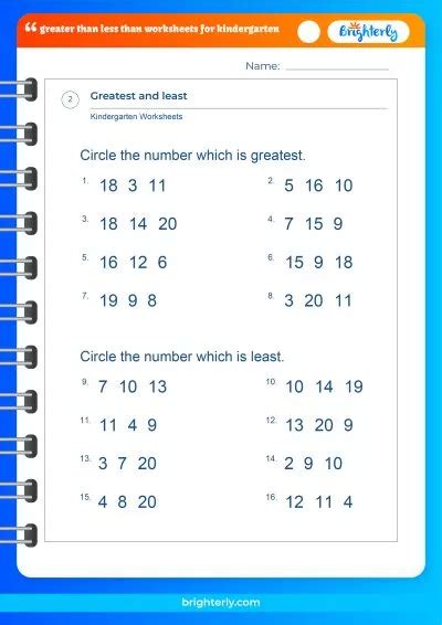 free greater than less than worksheets kindergarten [pdfs]