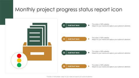 Monthly Project Progress Status Report Icon Ppt Example Ss