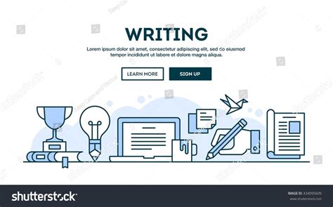 Writing Concept Header Flat Design Thin Stock Vector Royalty Free 434095609 Shutterstock