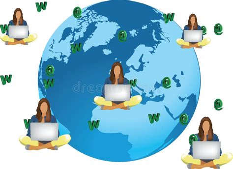 Freelance Workers Using Laptops Around The World Illustration Stock