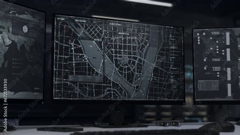 Futuristic Ui Tracking Technology Analysing The Night City Map