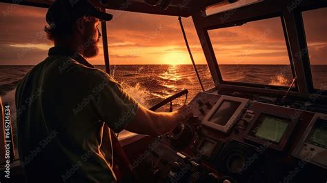 Fishing Boat Captain Expertly Directs The Vessel Wind River Captain