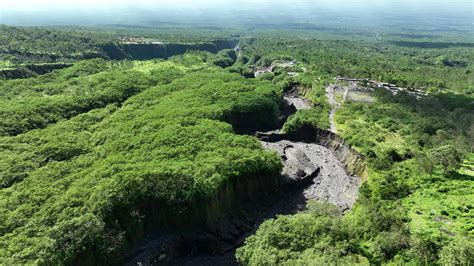 Aerial View Of The Valley And The Paths Of Mount Merapis Lava In