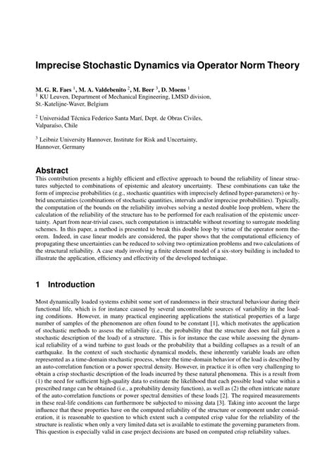 Pdf Imprecise Stochastic Dynamics Via Operator Norm Theory