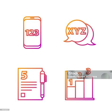 세트 줄 그래프 일정 차트 다이어그램 오픈 북 단어 수학 및 계산기와 함께 책 그라데이션 색상 아이콘입니다 벡터 0명에 대한