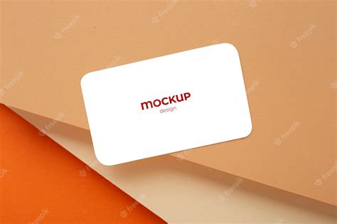지구 색상의 기하학적 수치로 만든 미니멀리스트 명함 모형 구성 프리미엄 Psd 파일