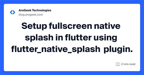 Flutter Native Splash