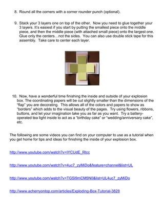 Exploding Box Instructions PDF Scrapbooking Arts And Crafts