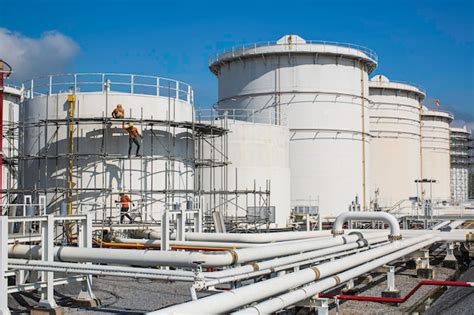 Premium Photo Worker Male Assembly In Progress Storage New Tank Oil