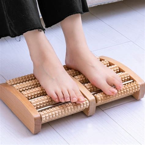【cod】wooden Roller Foot Massager 6 Rows Roller Leg Massager Reliver