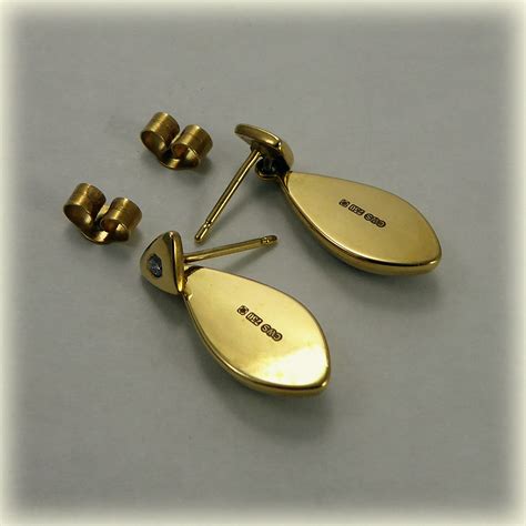 18ct Gold Blue John And Diamond Drop Earrings Mr Allan Jewellers