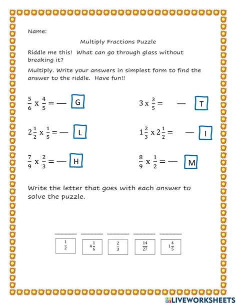 Free Multiplying Fractions Puzzle Worksheet Download Free Multiplying