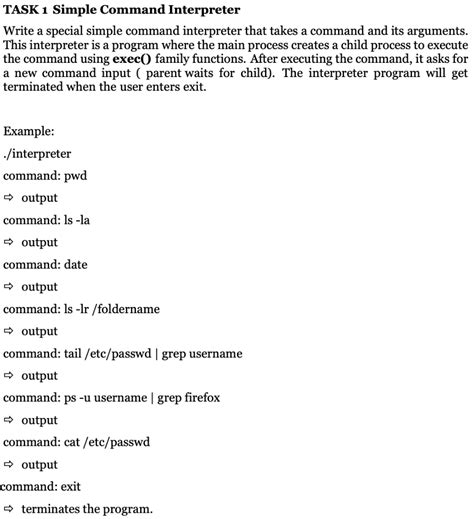 Solved TASK Simple Command Interpreter Write A Special Chegg