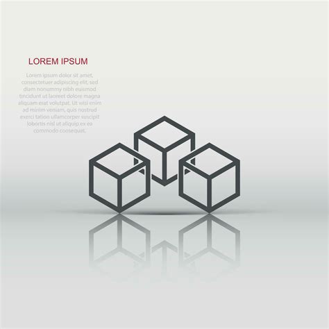 Blockchain Technology Vector Icon In Flat Style Cryptography Cube Block Illustration