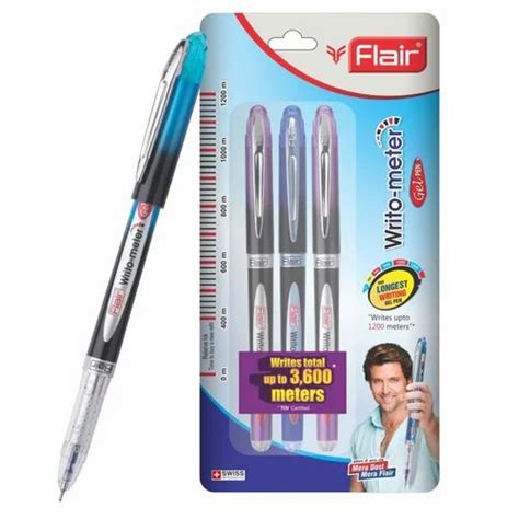 Blue Metal Flair Writometer Gel Pen For Writing Packaging Type