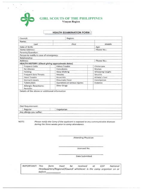 Health Form Gsp Pdf Health Form Gsp Pdf