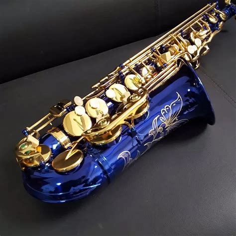 Alto Saxophone 54 E Flat Blue Saxophone Gold Keys One To One Engraved