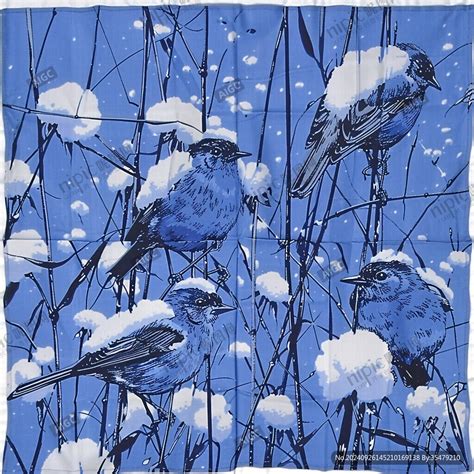 Ai创作图蓝紫床头鸟笼欧式画 百鸟归巢壁画 蓝色花鸟画 蓝色花鸟图 蓝底鸟群沙发背景 雪地画迁徙 冰雪立体画 冰晶装饰画 青色床头鸟笼欧式画 工笔手绘雪景图 蓝白色装饰画 蓝雪花挂画 雪地立体