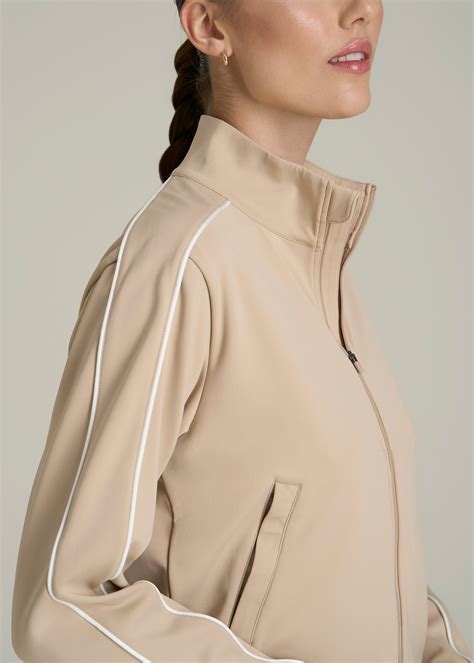 Cropped Track Jacket With Piping For Tall Women American Tall