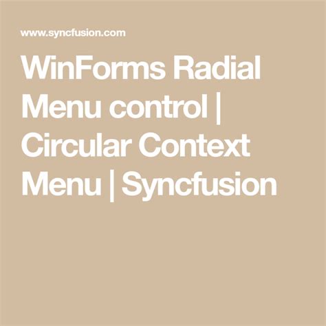 Winforms Radial Menu Control Circular Context Menu Syncfusion