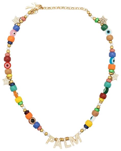 Buy Palm Angels Palm Beads Necklace Goldmulti Pmob039f22mat0017684